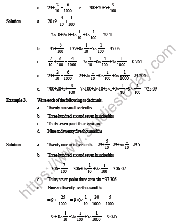 CBSE Class 6 Maths Decimals Worksheet